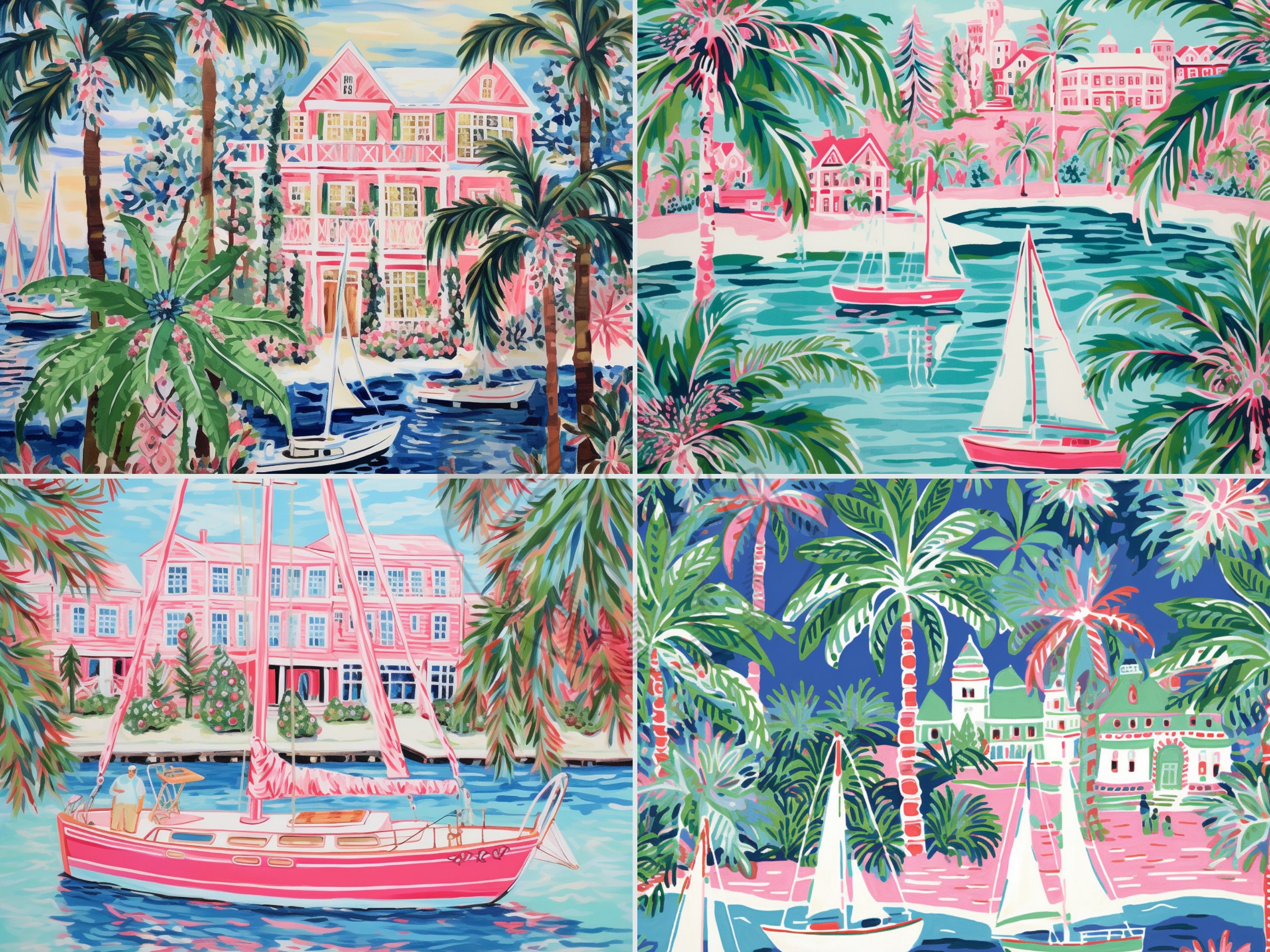 Preppy Sea Town Digital Paper Coastal Digital Paper Nautical Pattern ...