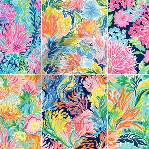 Preppy Coral Digital Paper Beach Pattern Vacation Pattern Watercolor ...