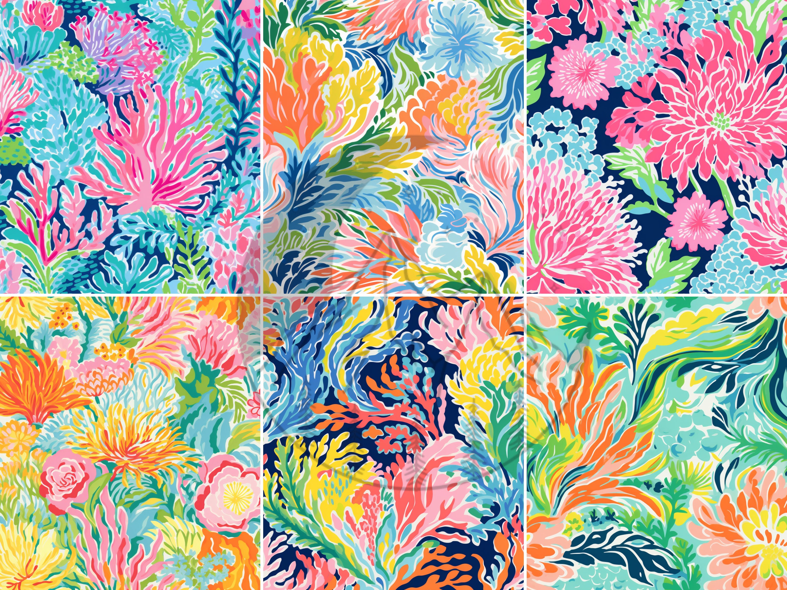 Preppy Coral Digital Paper Beach Pattern Vacation Pattern Watercolor ...