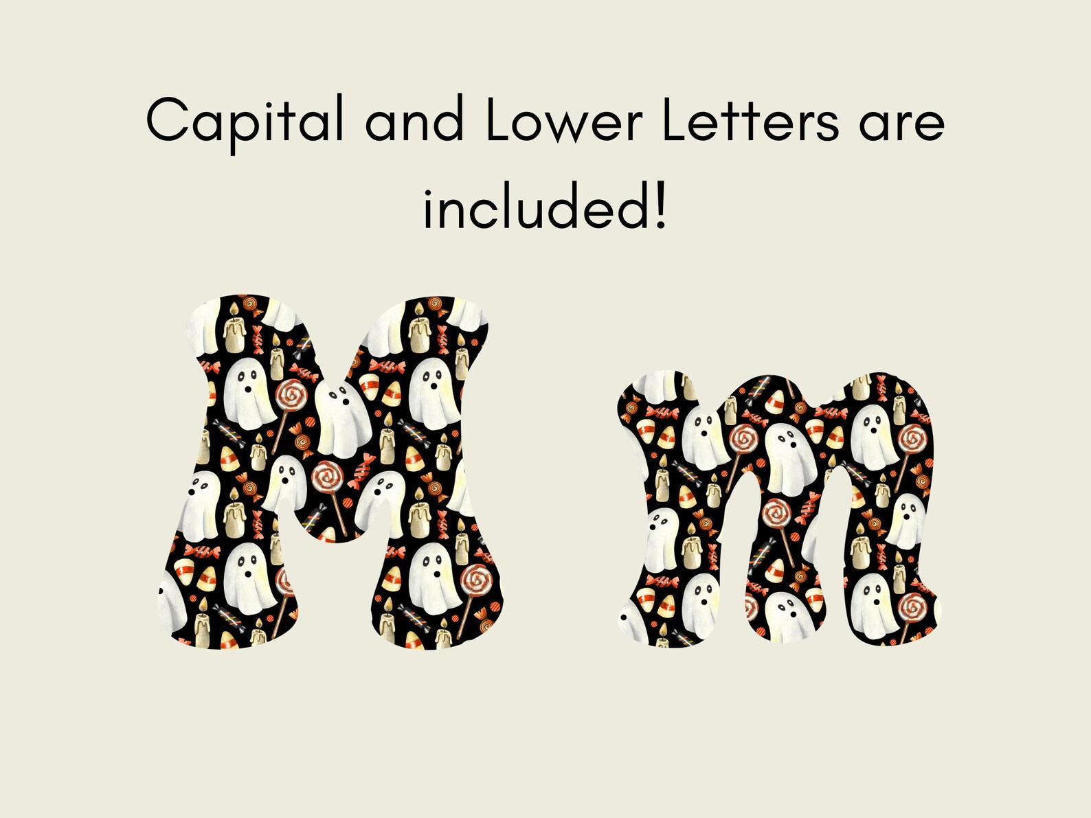 Ghost Clipart Alphabet Doodle Set Png Letters Commercial Use Halloween ...