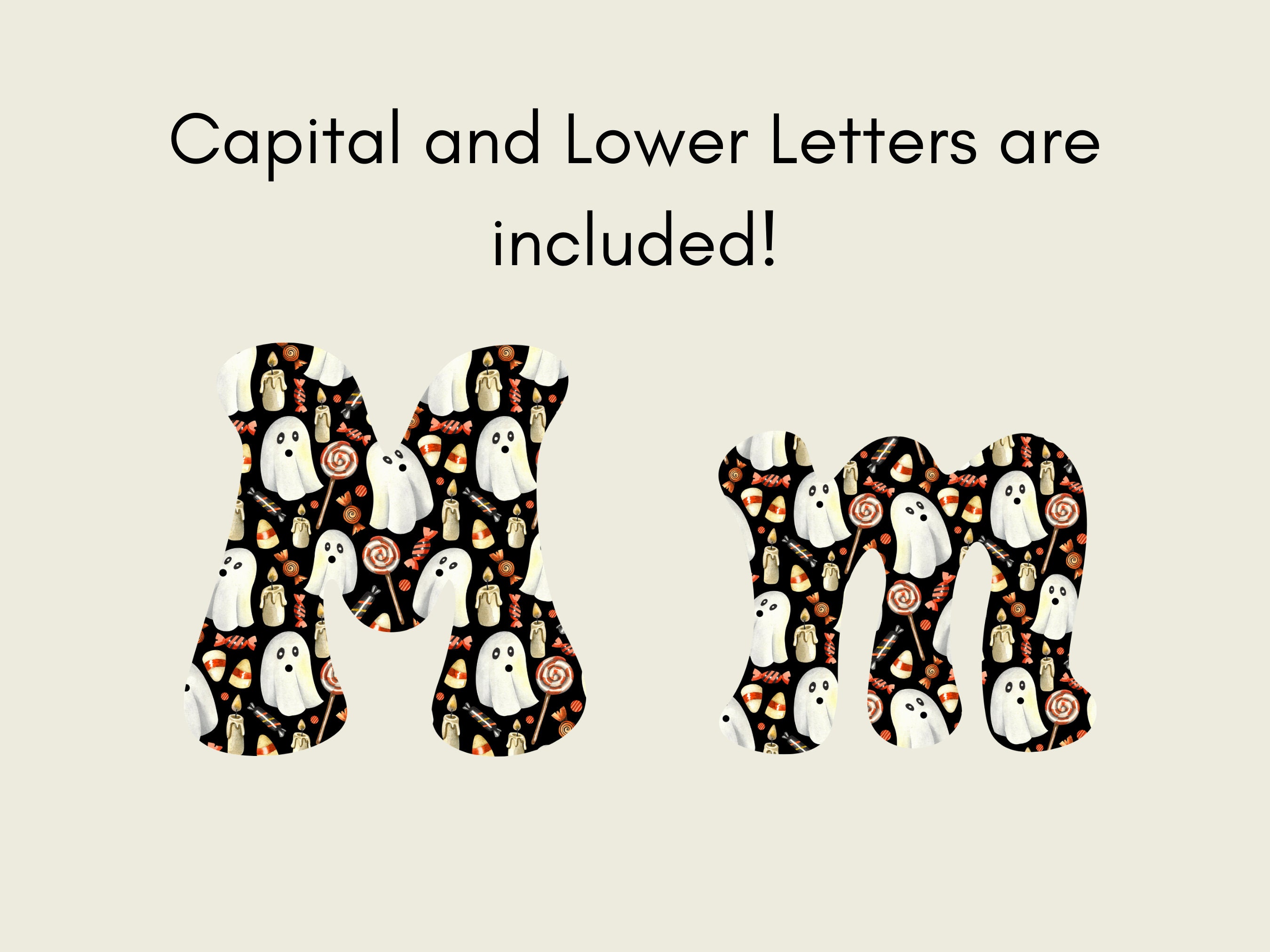 Ghost Clipart Alphabet Doodle Set Png Letters Commercial Use Halloween ...