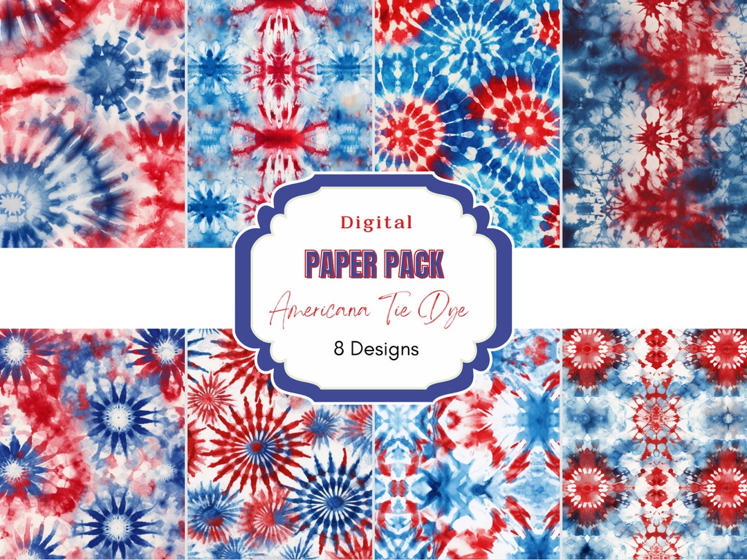 Tie Dye Digital Paper Pack | Red, White, and Blue Tie Dye Paper ...