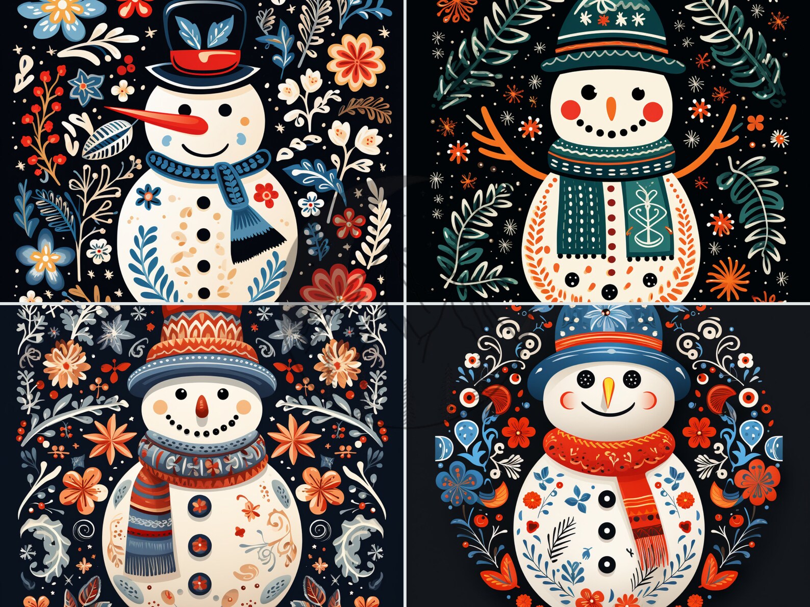 Scandinavian Snowman Digital Paper | Scandinavian Christmas Digital ...