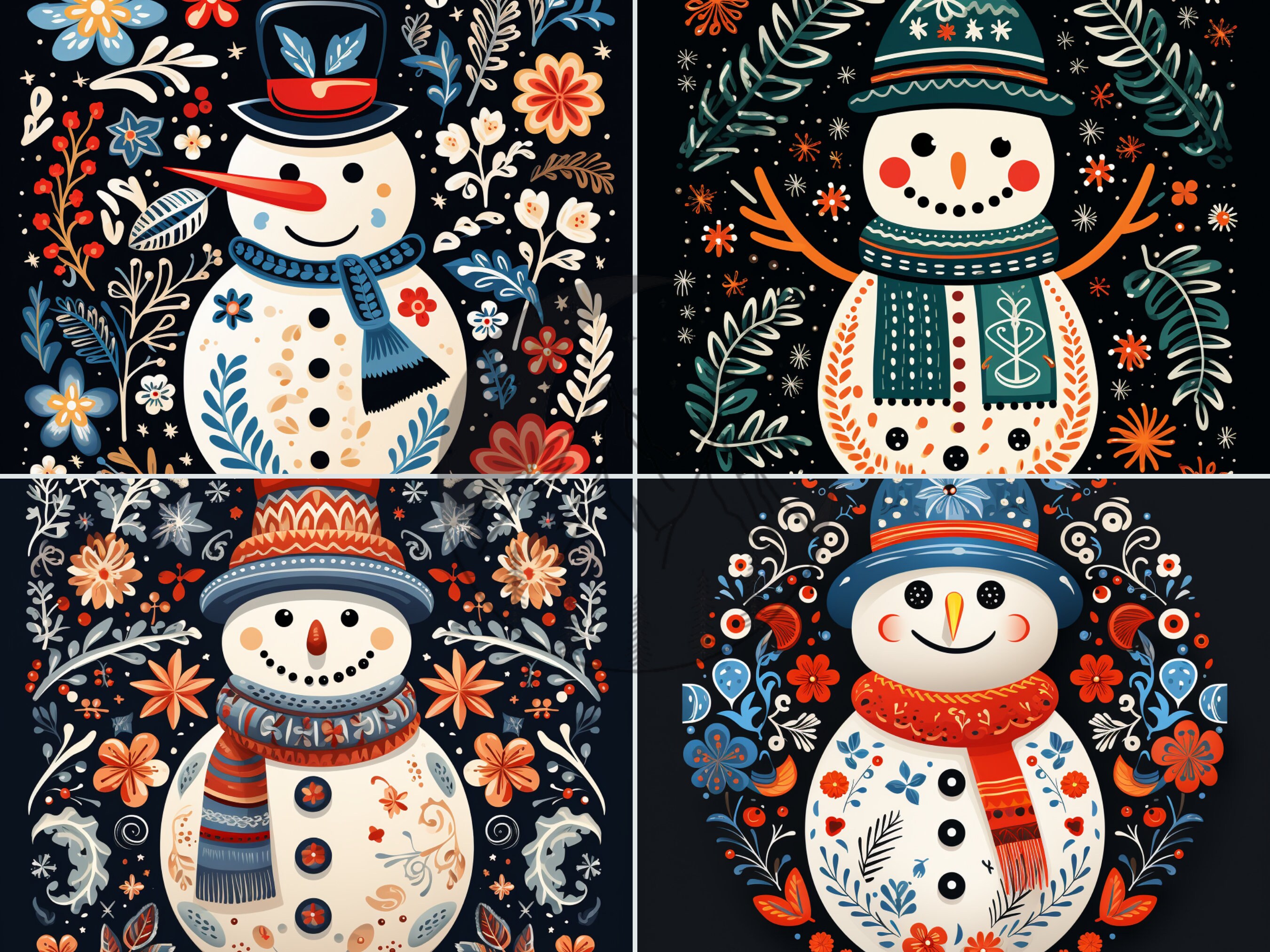 Scandinavian Snowman Digital Paper Scandinavian Christmas Digital ...