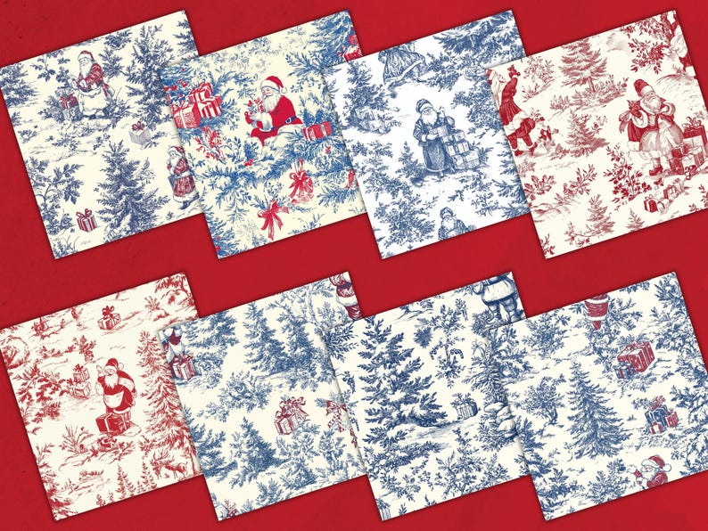 Christmas Toile Digital Paper | Printable for Card | Christmas ...