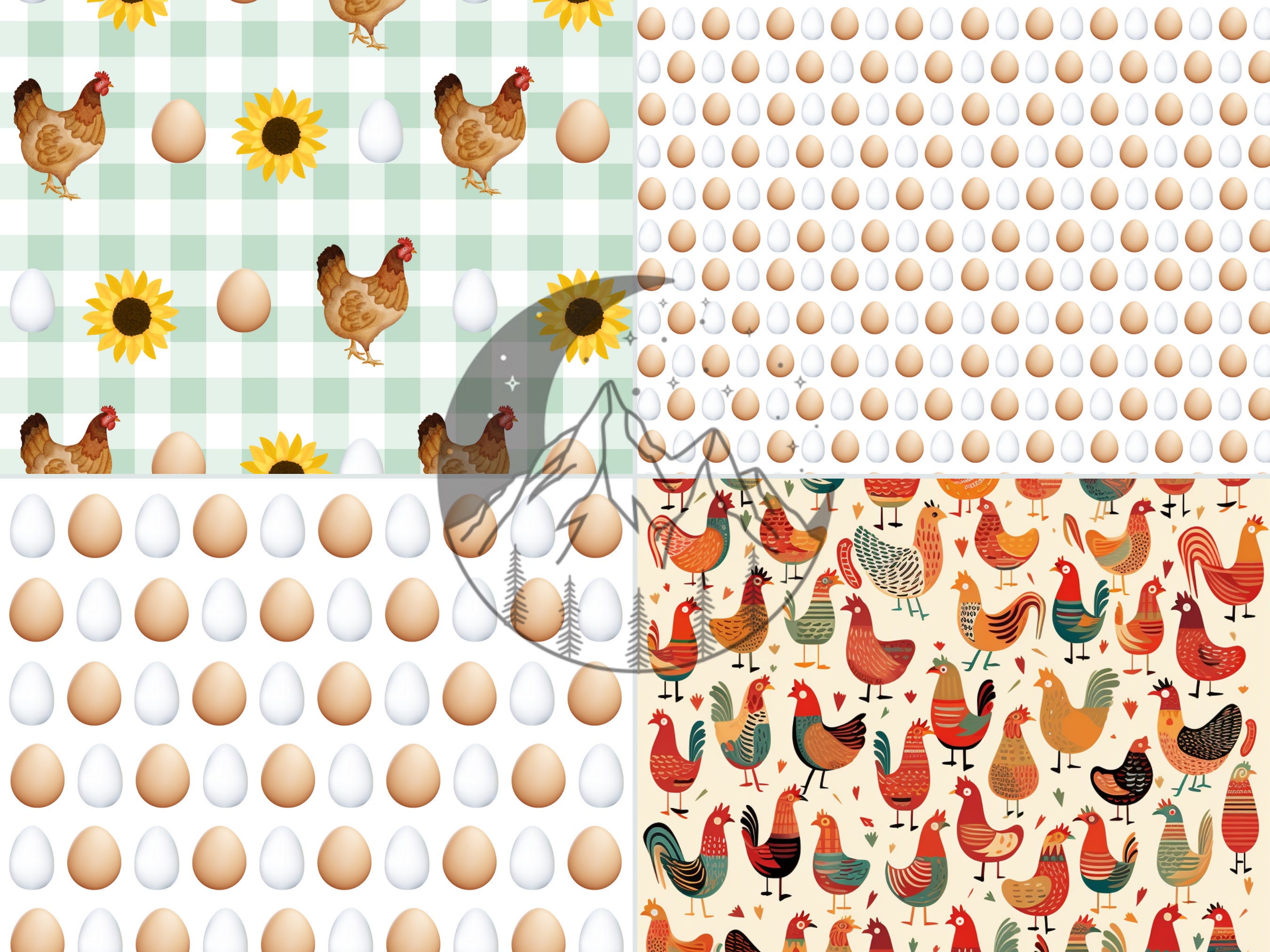 Chicken and Egg Digital Paper Pack | Commercial Use| Chicken Art ...