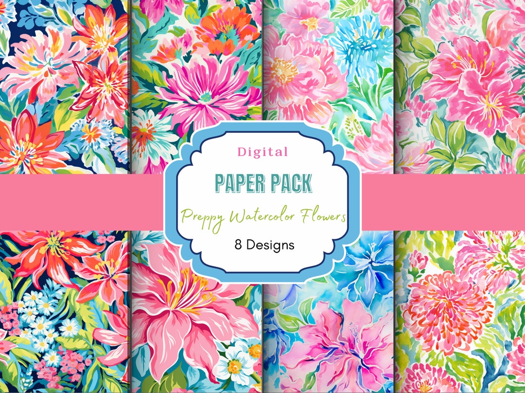 Preppy Floral File | Preppy Summer Floral Pattern | Digital Papers ...
