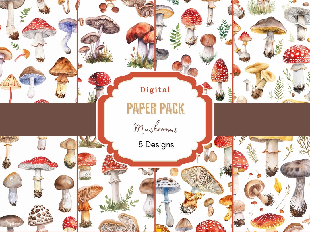 Mushroom Digital Paper | Forest Background | Mushroom Scrapbook Paper ...