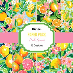 Preppy Pink Lemonade Digital Paper Summer Paper Lemonade Stand Pink ...