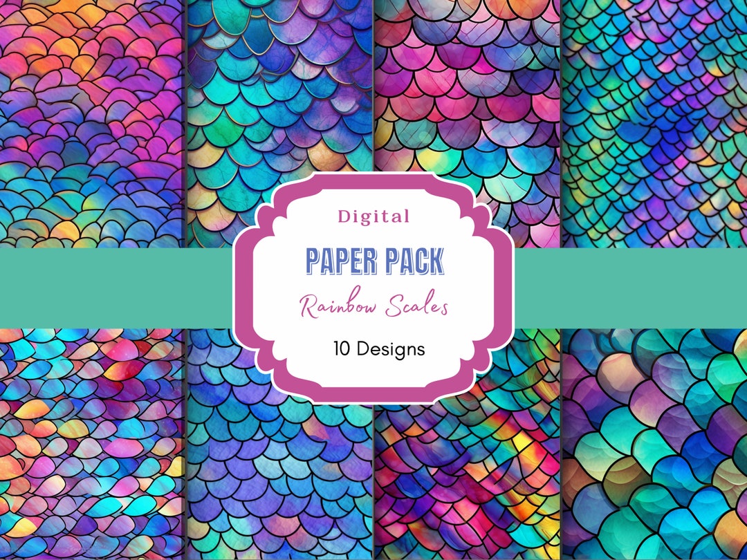 Rainbow Scales Digital Paper | Mermaid Paper | Rainbow Digital Paper ...
