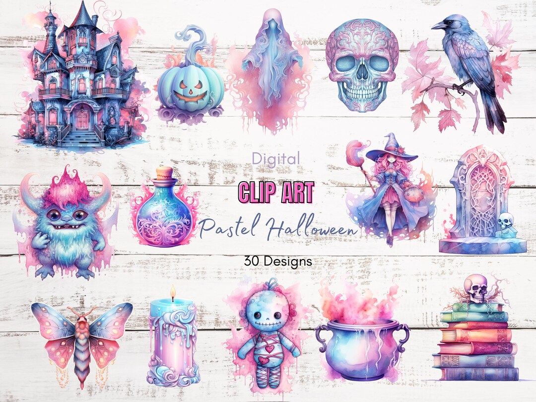 Pastel Halloween Clipart Bundle | Pastel Halloween Clipart Set | Spooky ...