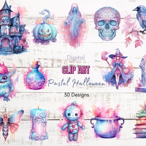 Pastel Halloween Clipart Bundle | Pastel Halloween Clipart Set | Spooky ...