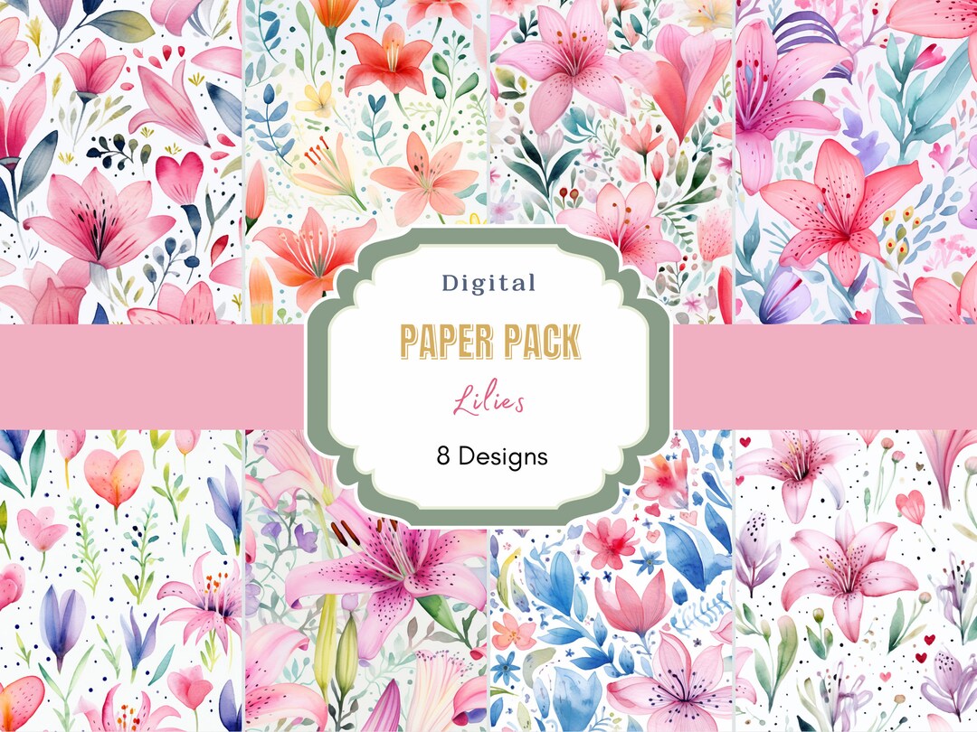 Lily Digital Paper | Digital Download | Scrapbook Paper |floral Pattern ...