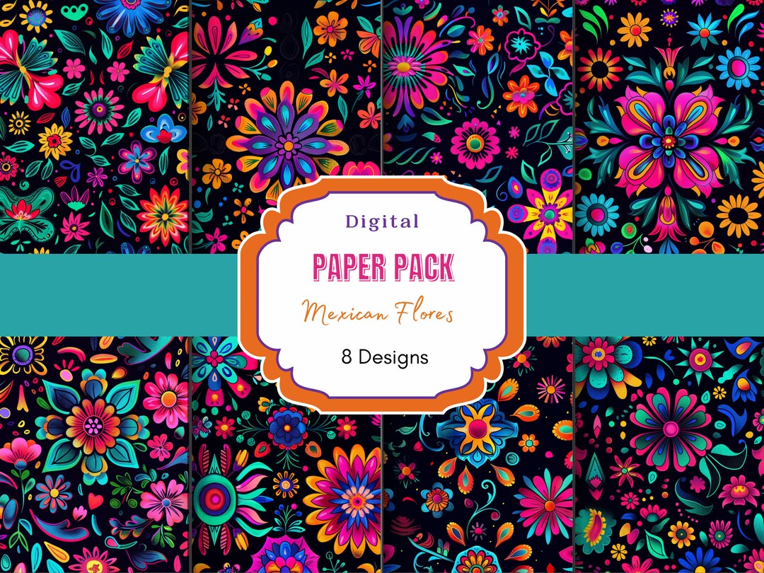 Mexican Flores Digital Paper | Mexican Wall Decor | Digital File ...