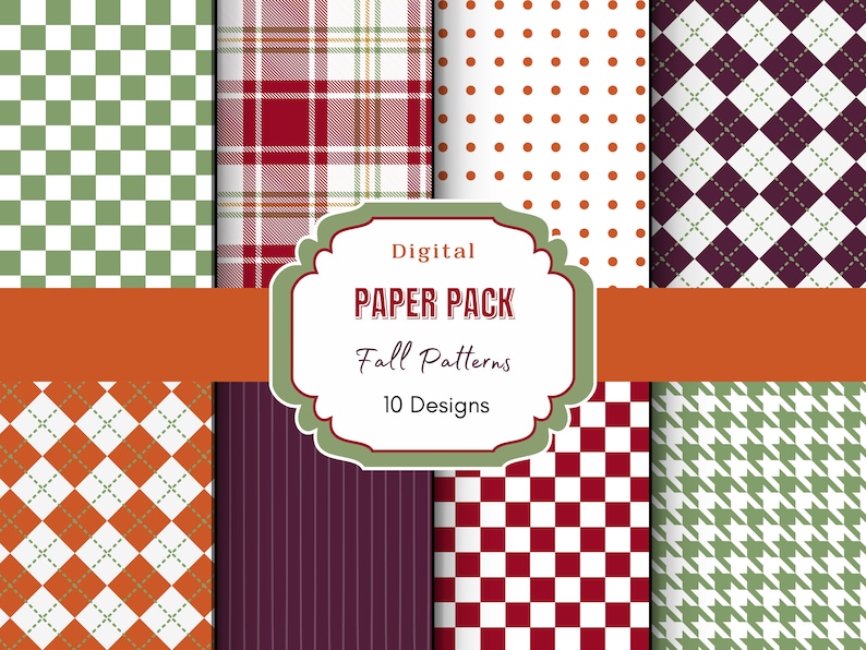 Fall Color Geometric Digital Scrapbooking Paper | Digital Download ...