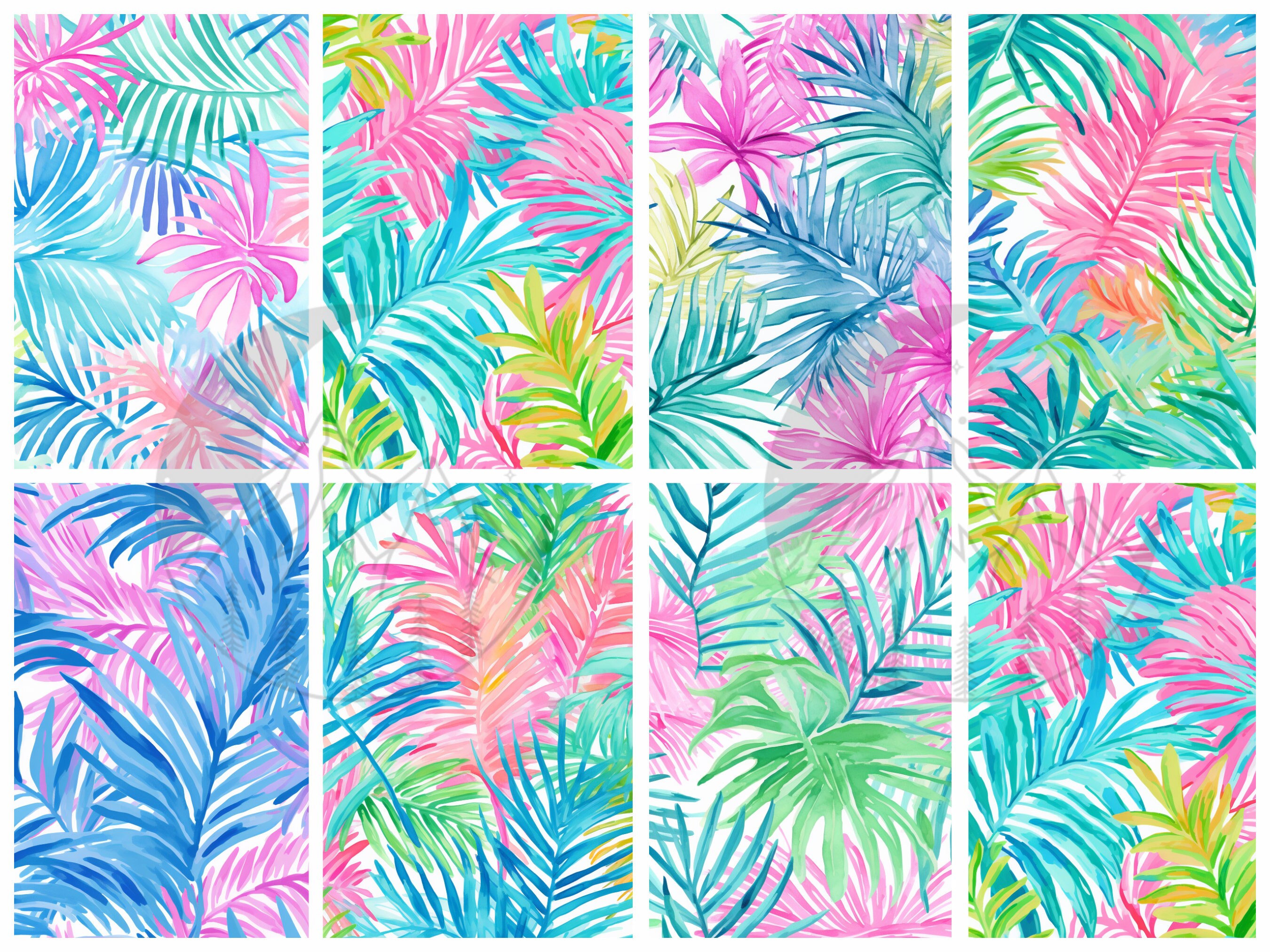 Tropical Leaves Digital Paper | Palm Leaves | Banana Leaf | Watercolor ...