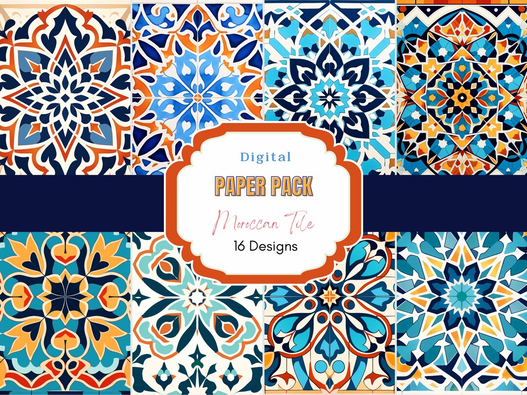Moroccan Tile Digital Paper Pack | Commercial Use | Moroccan Pattern ...