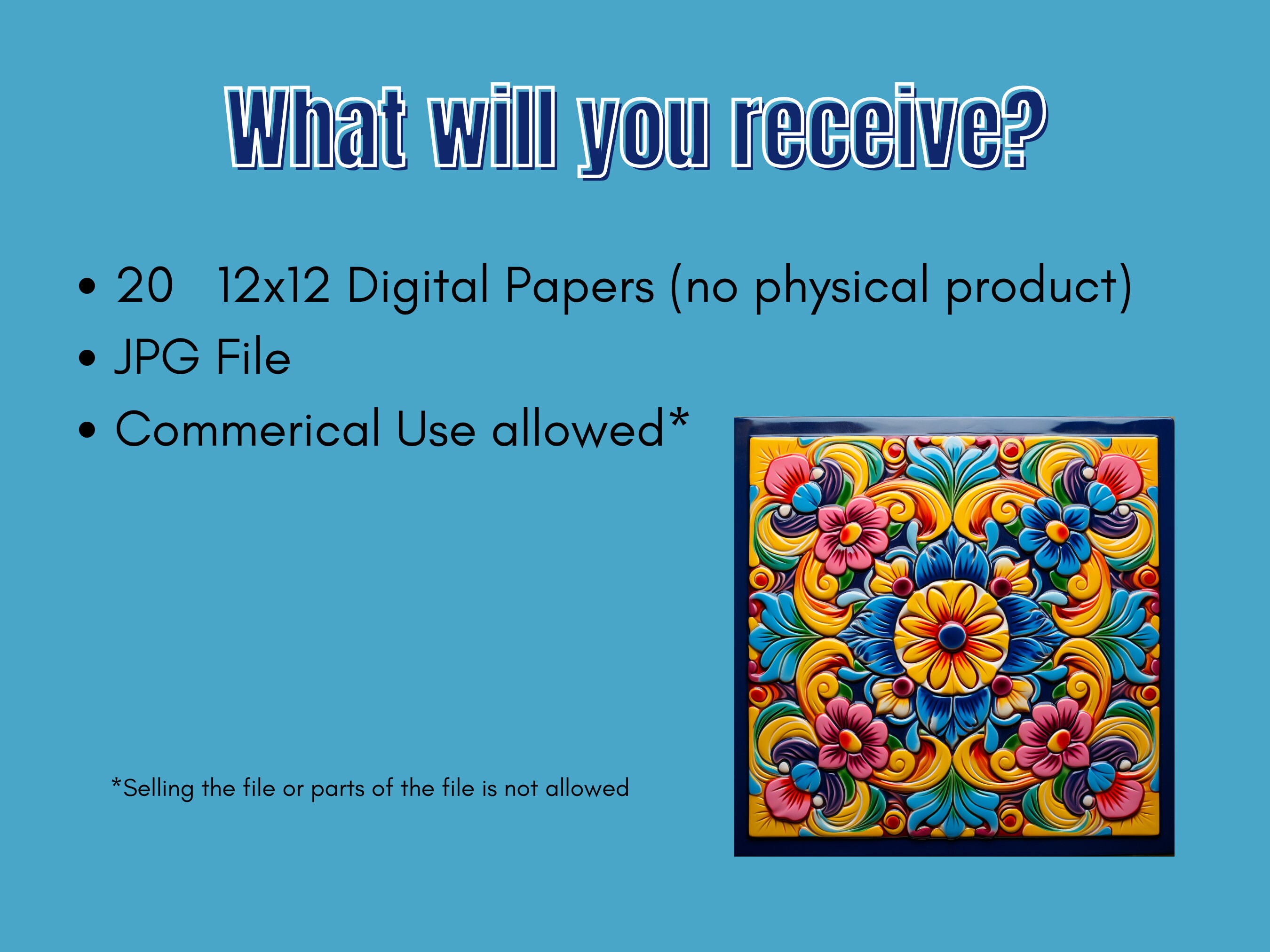 Mexican Tiles Digital Paper | Printable Paper | Spanish Tile Scrapbook ...