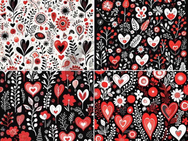 Scandinavian Hearts Digital Paper Heart Nordic Hearts Boho Hearts ...