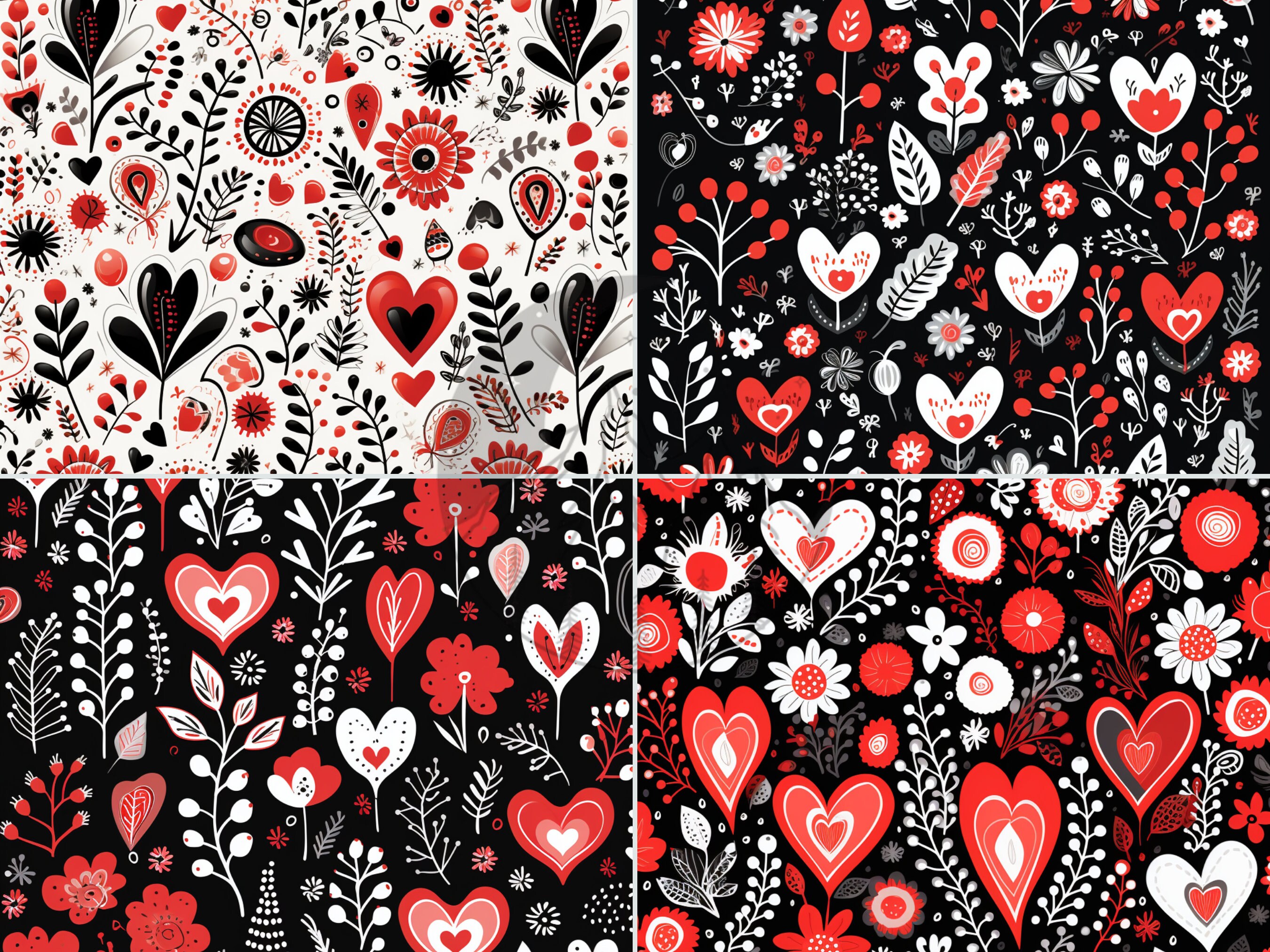 Scandinavian Hearts Digital Paper Heart Nordic Hearts Boho Hearts ...