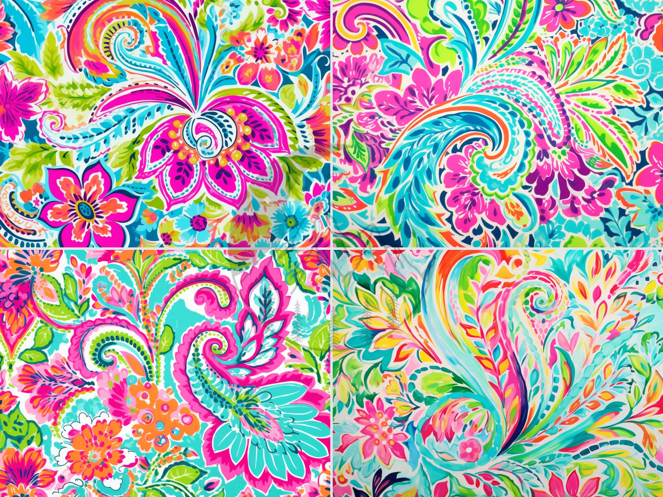 Bright Paisley Digital Paper Paisley Pattern Commercial Use Preppy ...