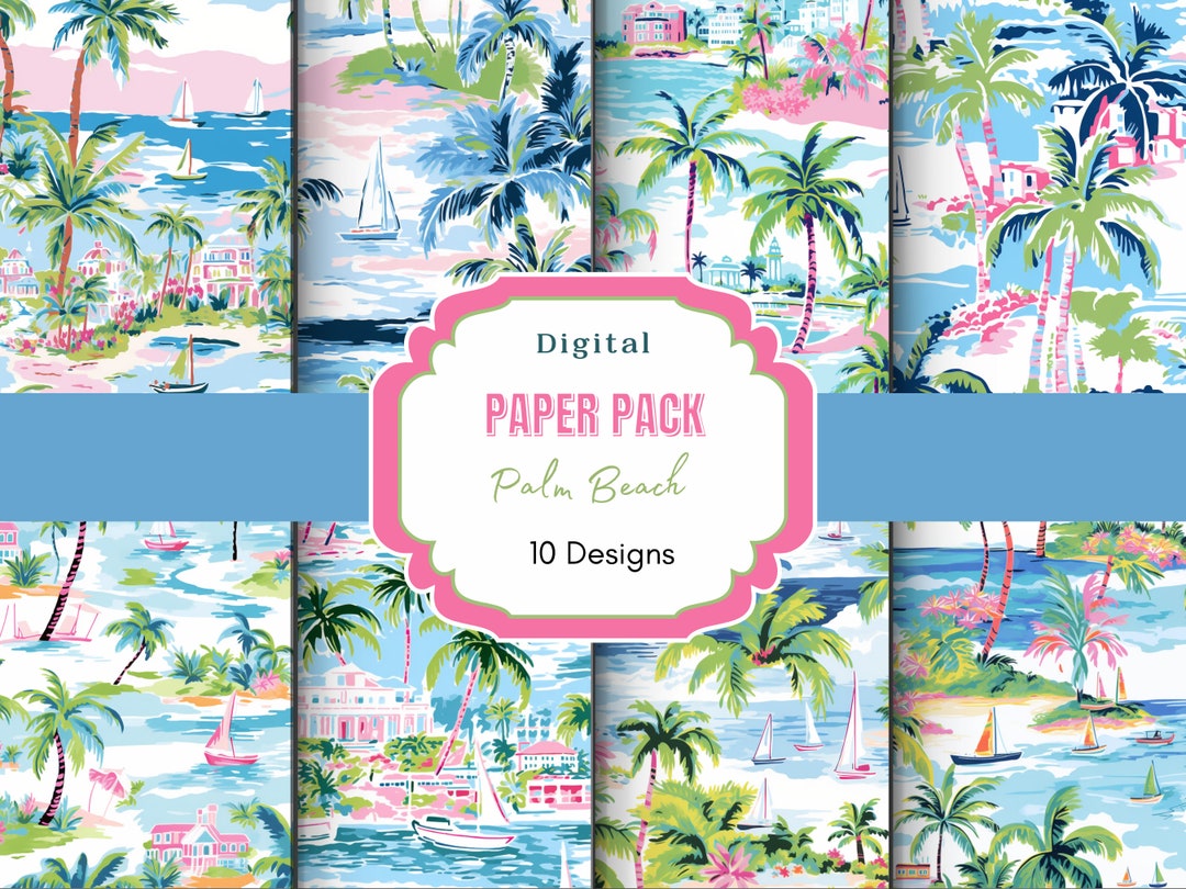 Preppy Palm Beach Digital Paper | Under the Sea | Beach Seamless ...