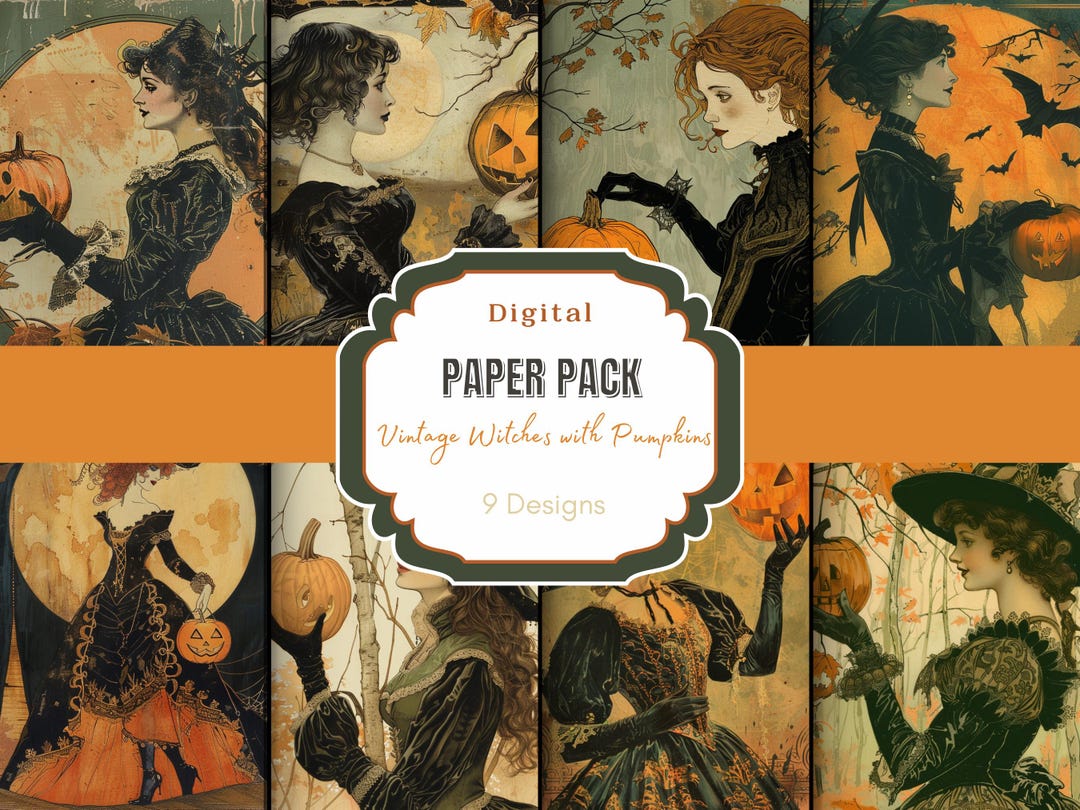 Vintage Witches Digital Paper| Gothic Paper | Vintage Halloween ...