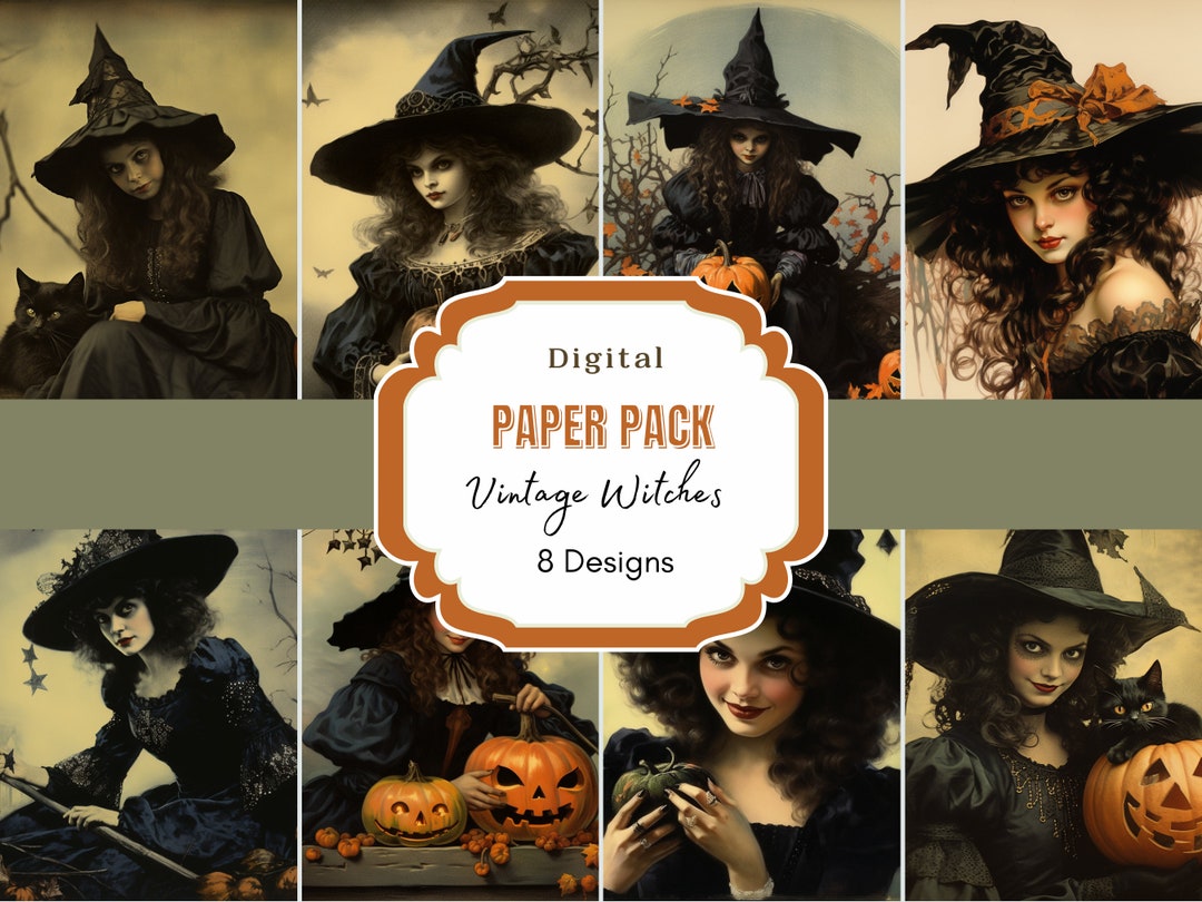 Vintage Witches Digital Paper | Junk Journal | Paper Ephemera ...