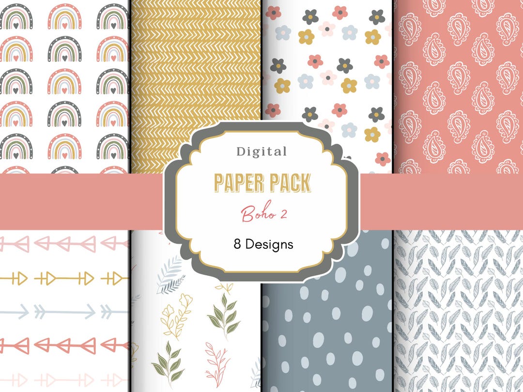 Boho Digital Paper |scrapbook Paper | Boho Background| Boho Patterns ...