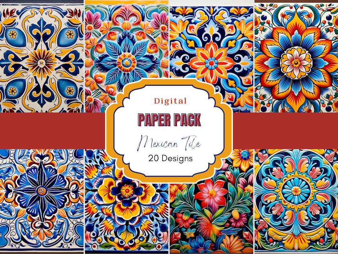 Mexican Tiles Digital Paper | Printable Paper | Spanish Tile Scrapbook ...