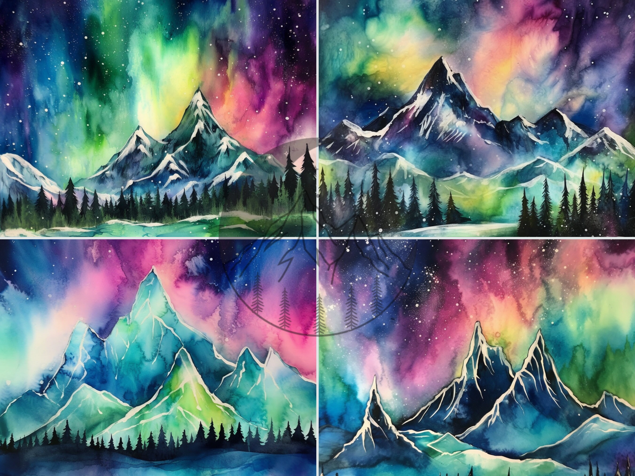 Northern Lights Digital Paper Pack Commercial Use Aurora Borealis ...