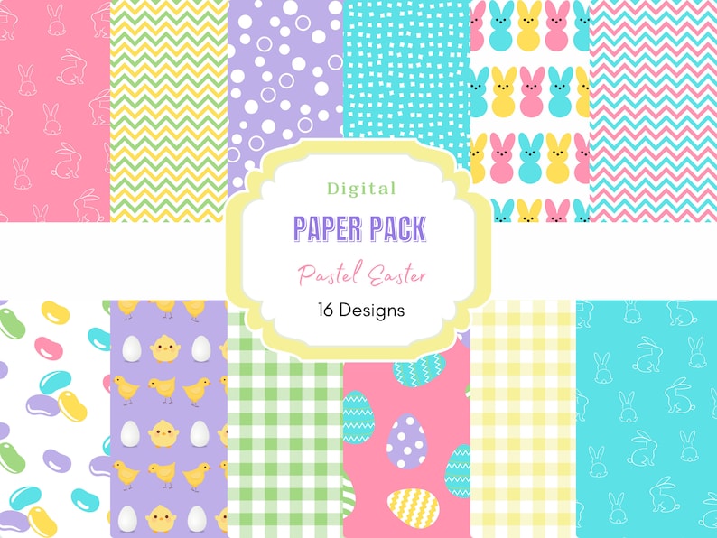 Easter Digital Paper Easter Scrapbook Pages Easter Clipart Bunny Papers Spring Downloads Easter ...