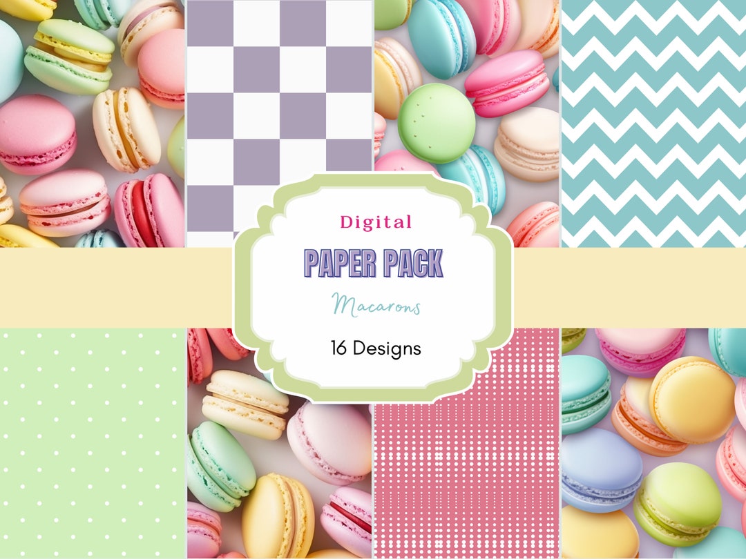 Macaron Digital Paper | Macarons Art | Commercial Use | Vivid Macarons ...