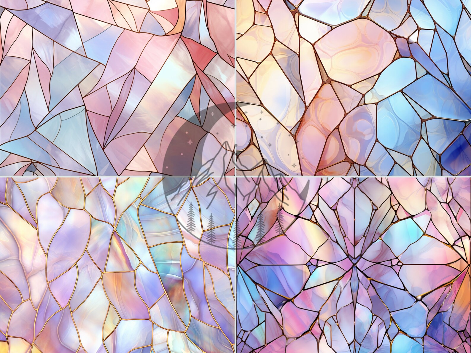 Stained Glass Digital Paper Pack Commercial Use Pastel - Etsy