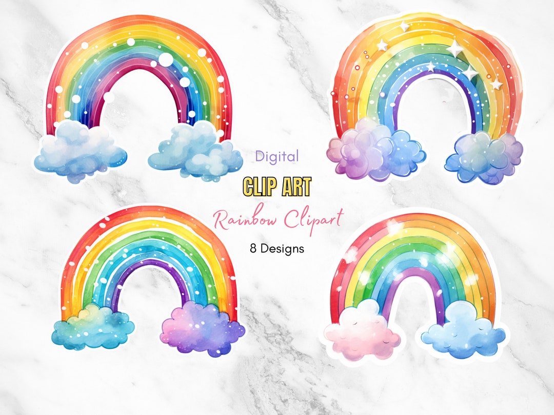 Rainbow Clipart | Cute Clip Art | Boho Rainbow Png |digital Download ...