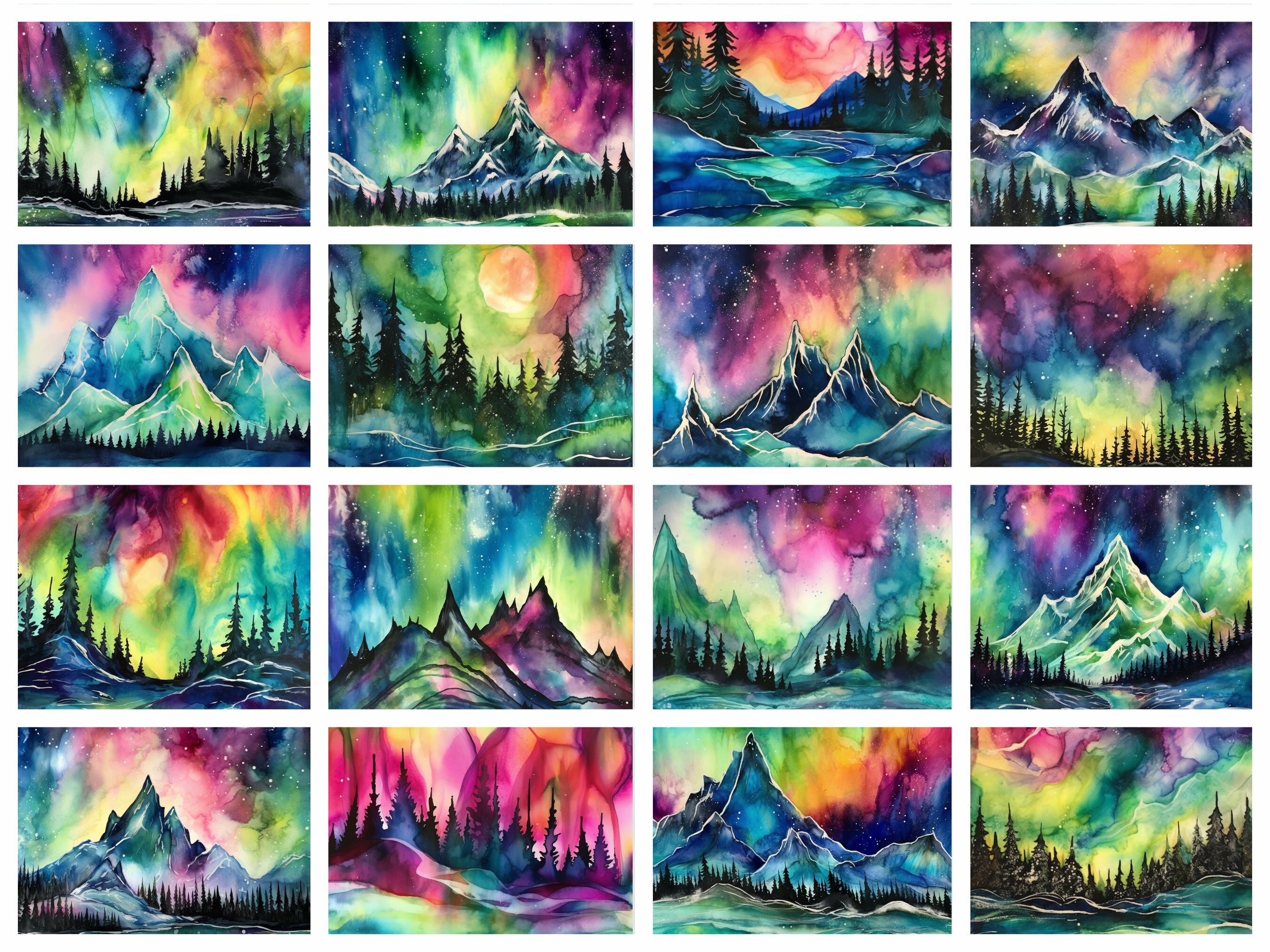 Northern Lights Digital Paper Pack | Commercial Use | Aurora Borealis ...