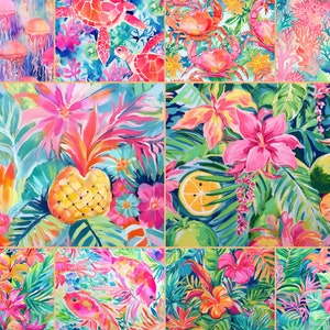 Watercolor Tropical Digital Paper Pack | Digital Paper | Hawaiian ...