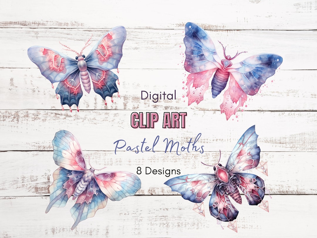 Pastel Moth Clipart| Pastel Goth | Moth Png | Halloween Clipart | Png ...