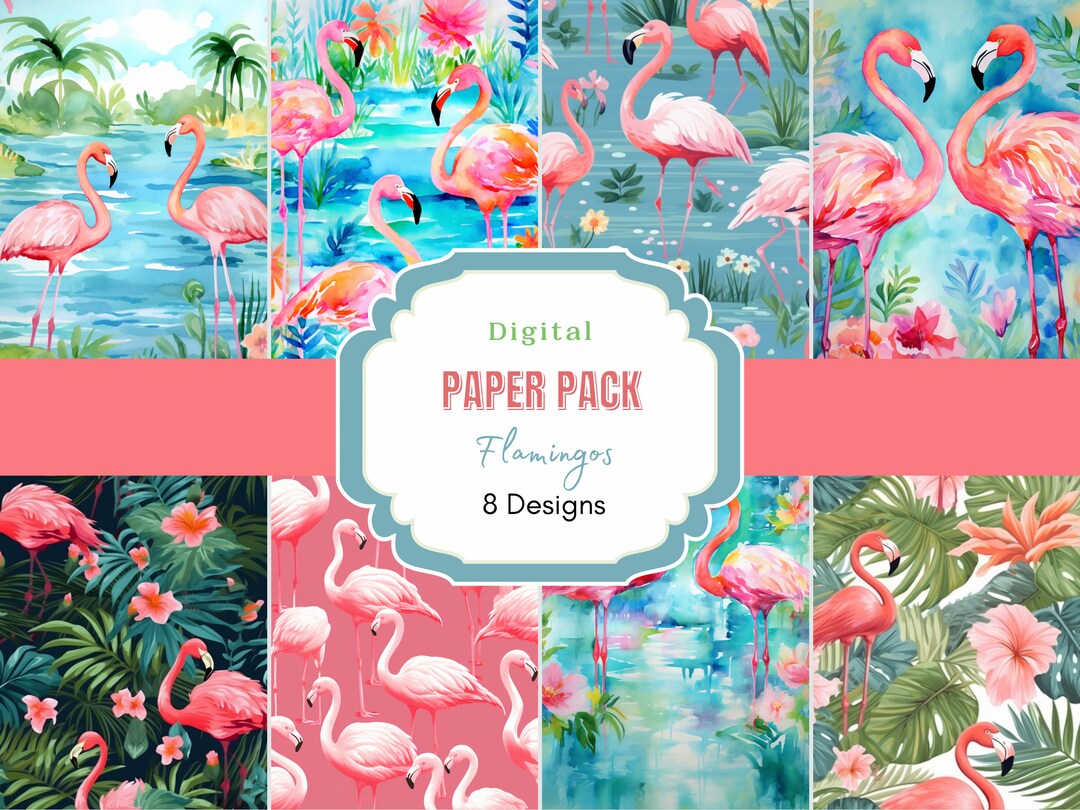 Pink Flamingo Digital Paper | Baby Shower | Flamingo Pattern | Flamingo ...