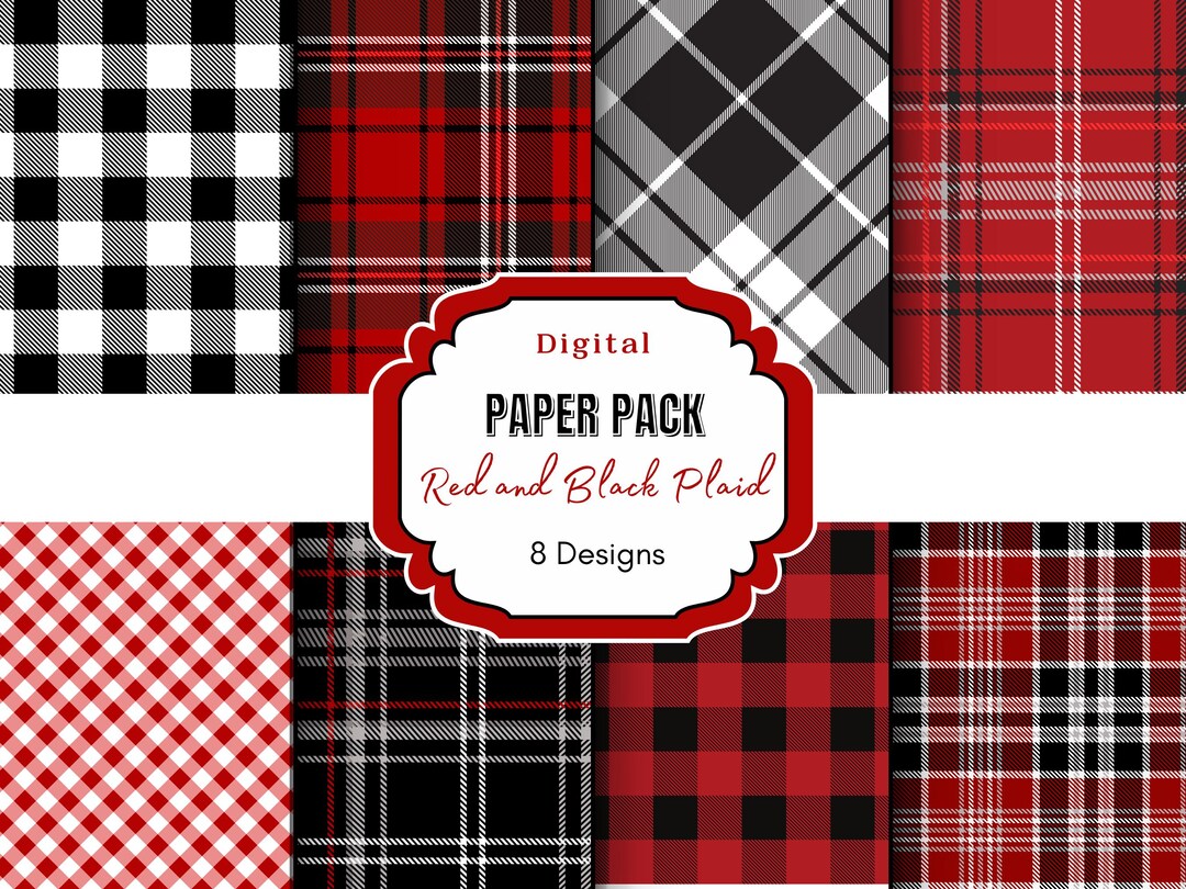 Red and Black Plaid Digital Paper | Buffalo Plaid | Seamless Patterns ...