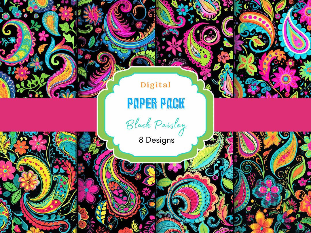 Black Paisley Digital Paper| Paisley Background | Digital Paper ...