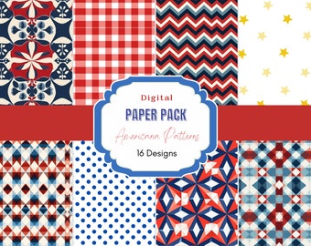 Patriotic Digital Paper 4th of July Scrapbook Paper Stars and Stripes ...
