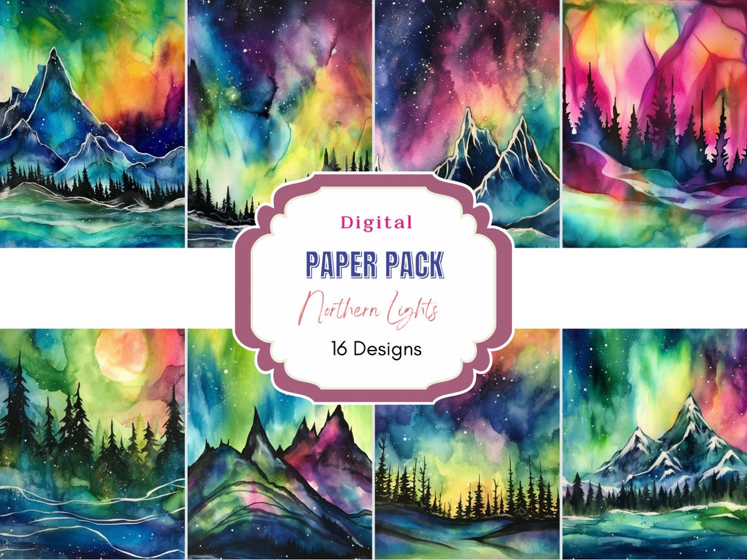 Northern Lights Digital Paper Pack | Commercial Use | Aurora Borealis ...