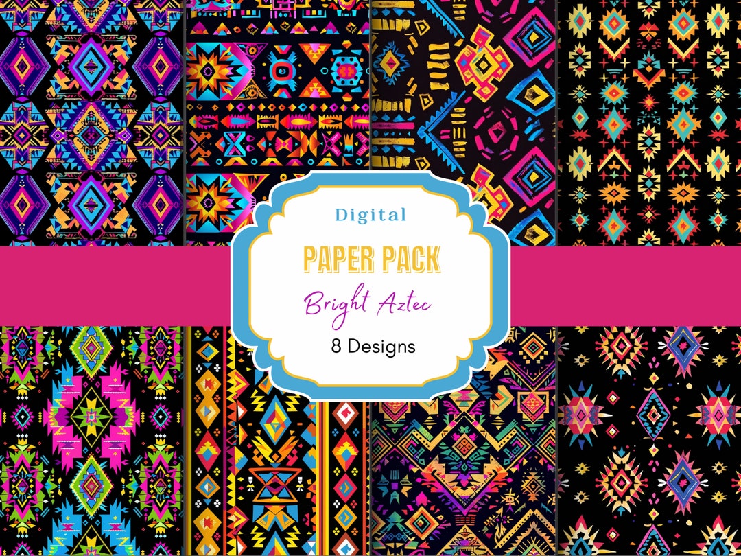 Bright Aztec Digital Paper |aztec Patterns | Digital Scrapbook Paper ...