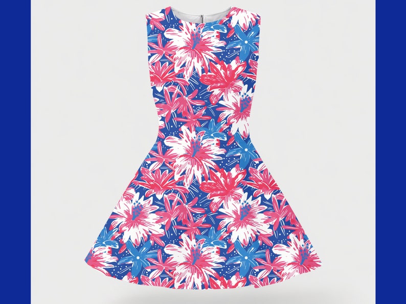 Red White Blue Flowers Digital Paper Red White Blue Floral Seamless ...