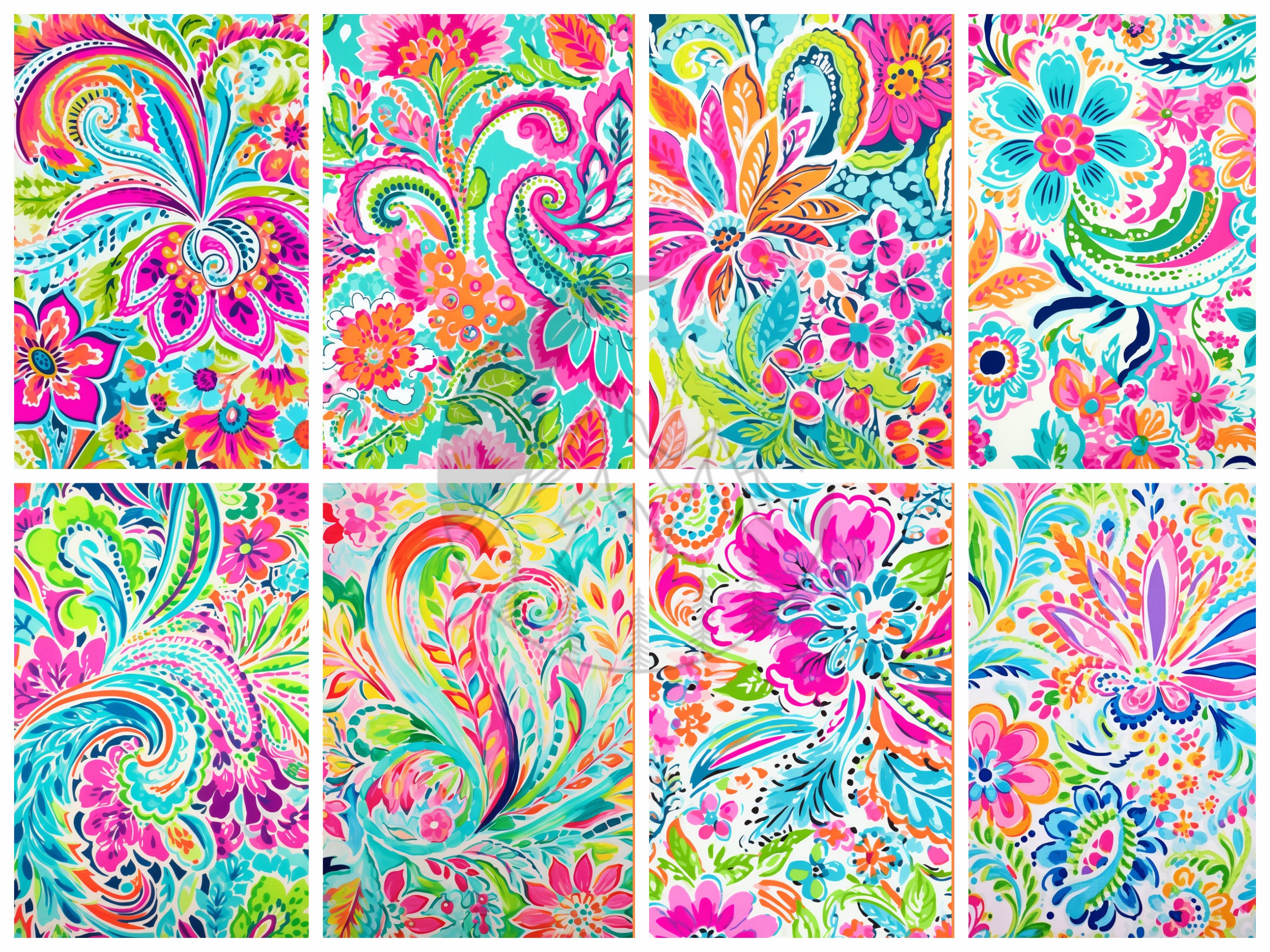 Bright Paisley Digital Paper Paisley Pattern Commercial Use Preppy ...