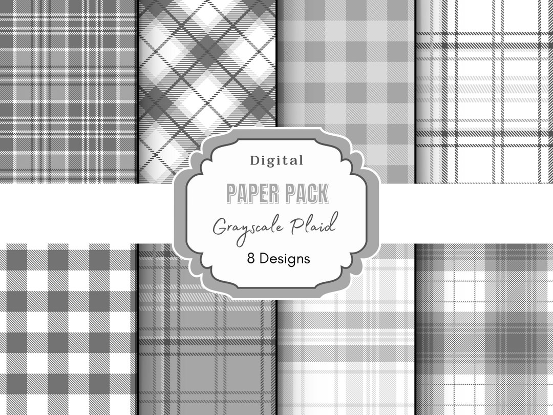 Gray Plaid Digital Paper Scrapbook Paper | Twill Backgrounds | Seamless ...