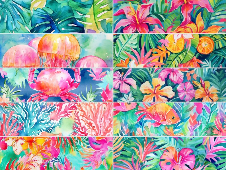 Tropical Mix Digital Paper Pack| Tropical Flowers| Digital Paper| Under ...