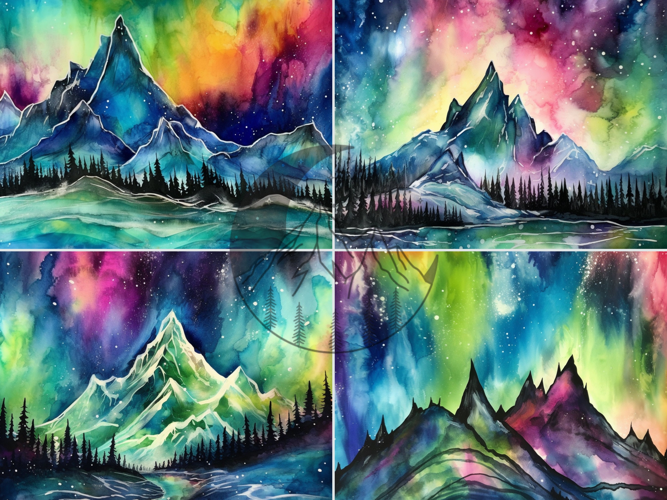 Northern Lights Digital Paper Pack Commercial Use Aurora Borealis ...