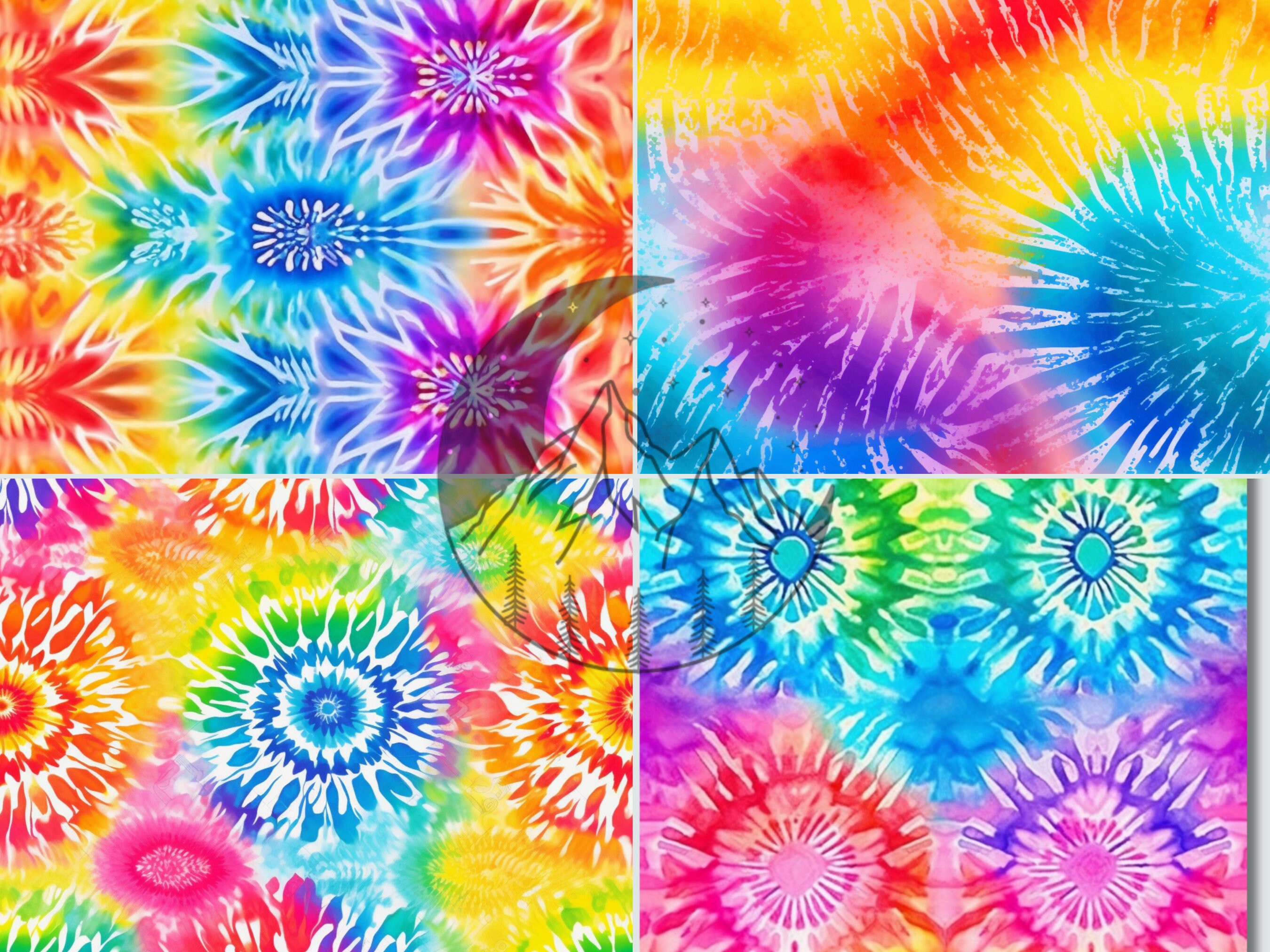 Rainbow Tie Dye Digital Paper Pack | Tie Dye | Rainbow | Commercial Use ...